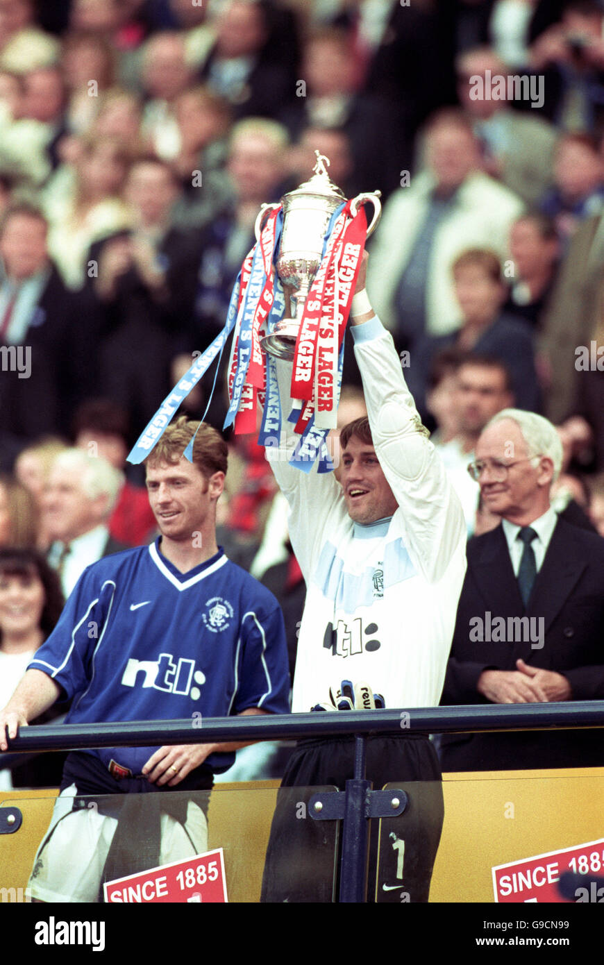 Rangers goalkeeper stefan klos lifts the tennants scottish cup r hi-res ...