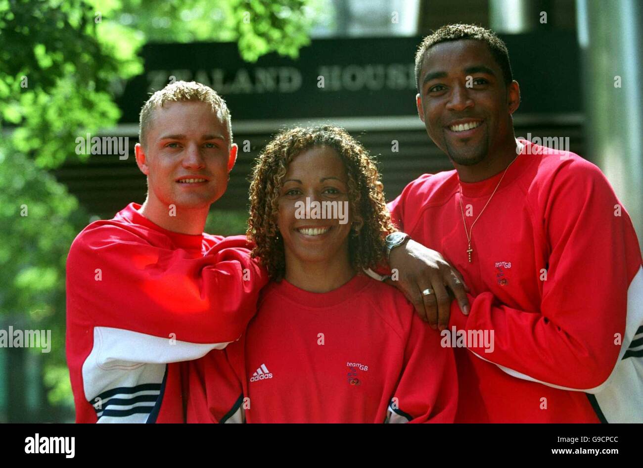 (L-R) Sean Baldock, Kelly Holmes and Darren Campbell at the press ...