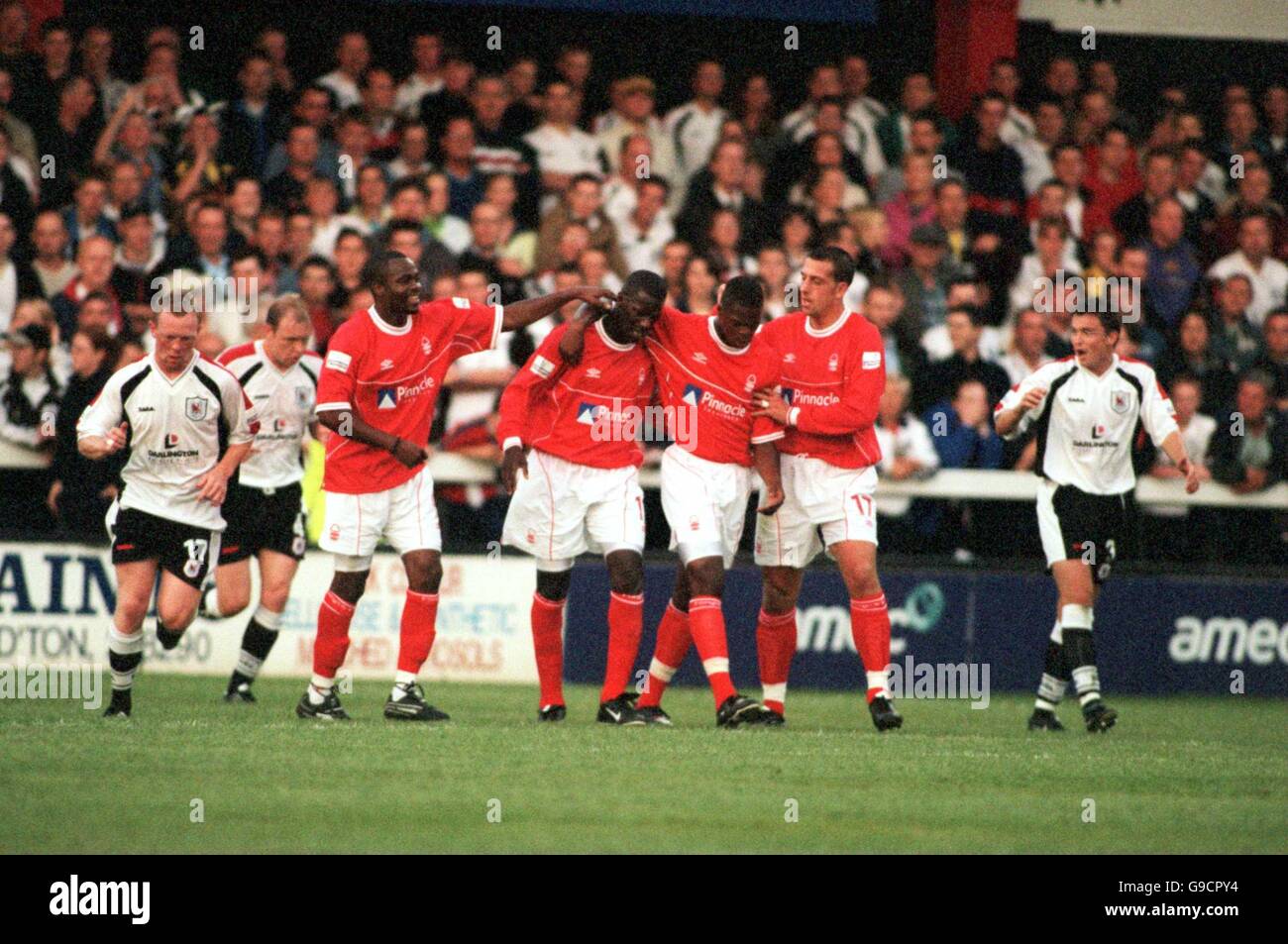 (L-R) Nottingham Forest players Stern John, Chris Bart-Williams, Marlon ...