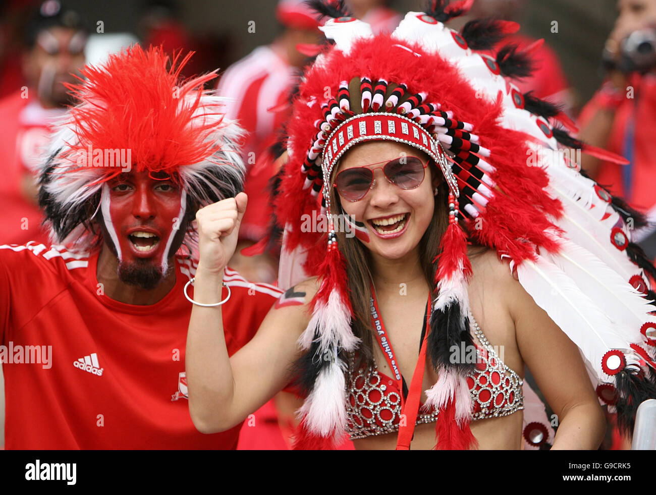 Trinidad and Tobago fans in the stands ahead of the FIFA World Cup ...