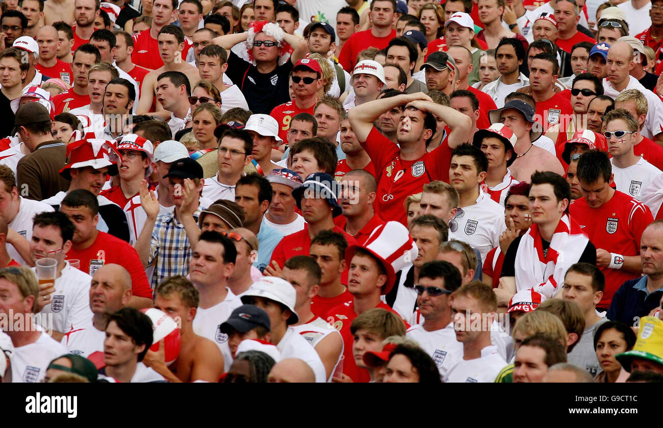 England fans watch the game at Fan Fest in Nuremberg, Germany, during ...
