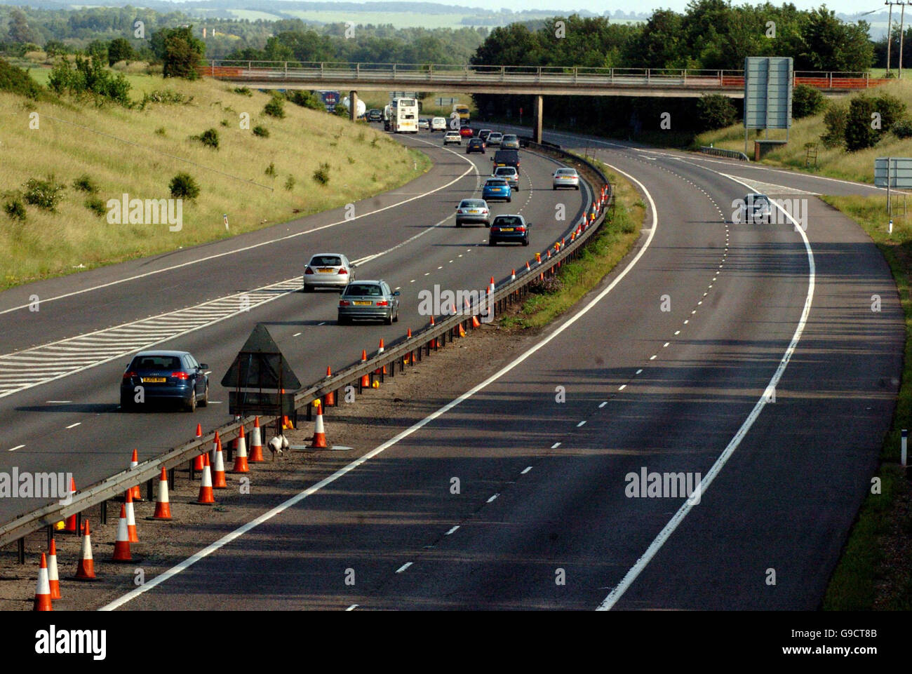 A sparse looking M11 at Junction 12 through Cambridgeshire at 6pm ...
