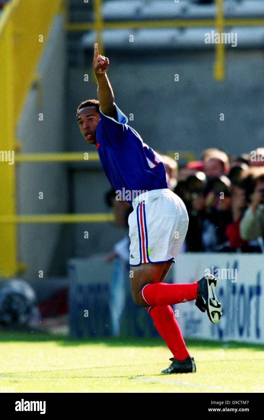 France's Thierry Henry celebrates scoring the second goal Stock Photo ...