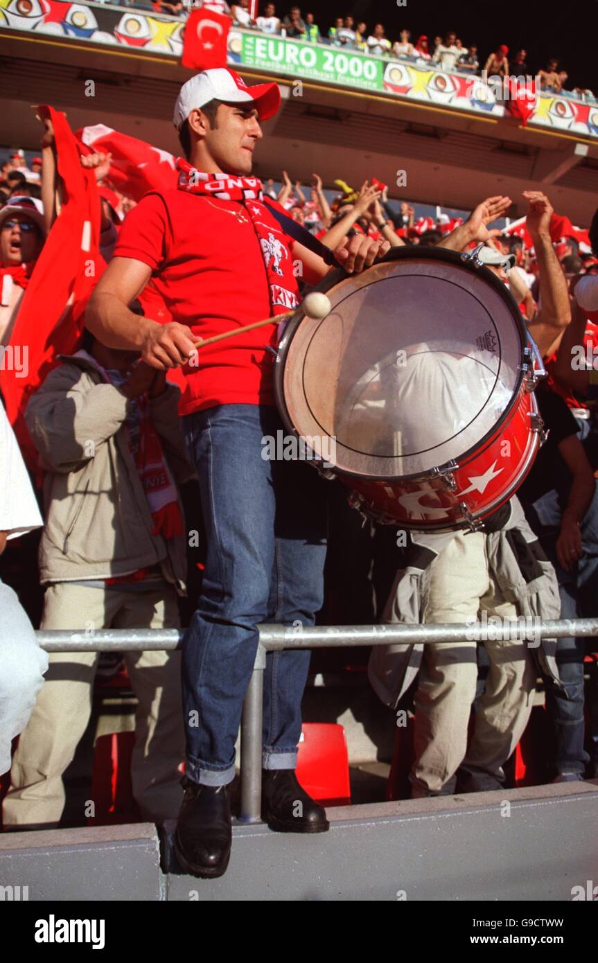 Soccer - Euro 2000 - Group B - Sweden v Turkey. A Turkey fan shows his ...