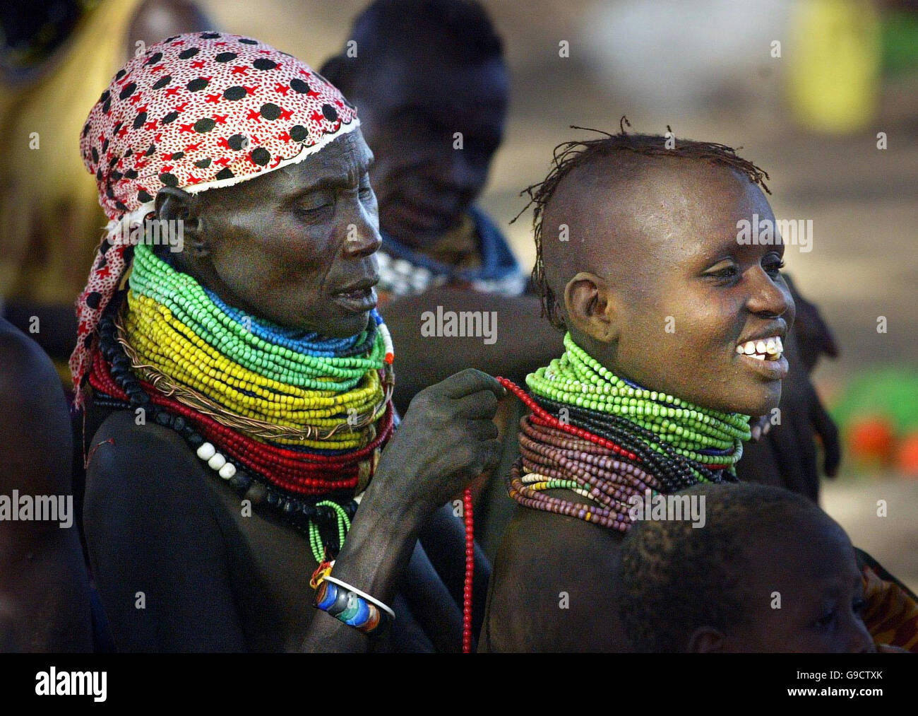 Turkana tribes people at a village near lake Turkana as they wait for a ...