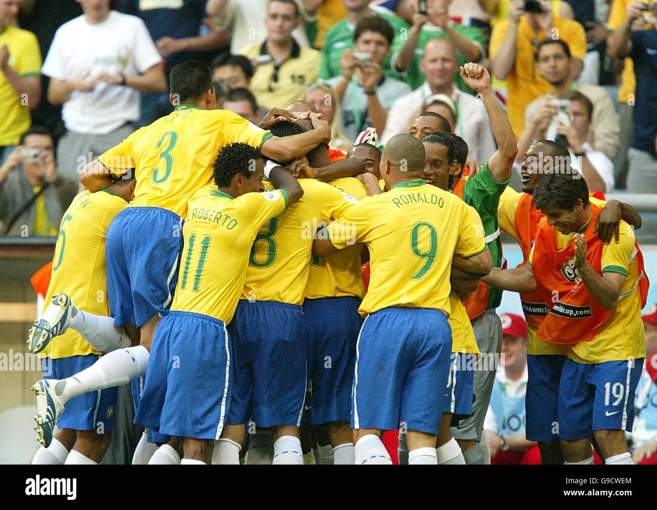 Brazils goal adriano celebrates goal hi-res stock photography and ...