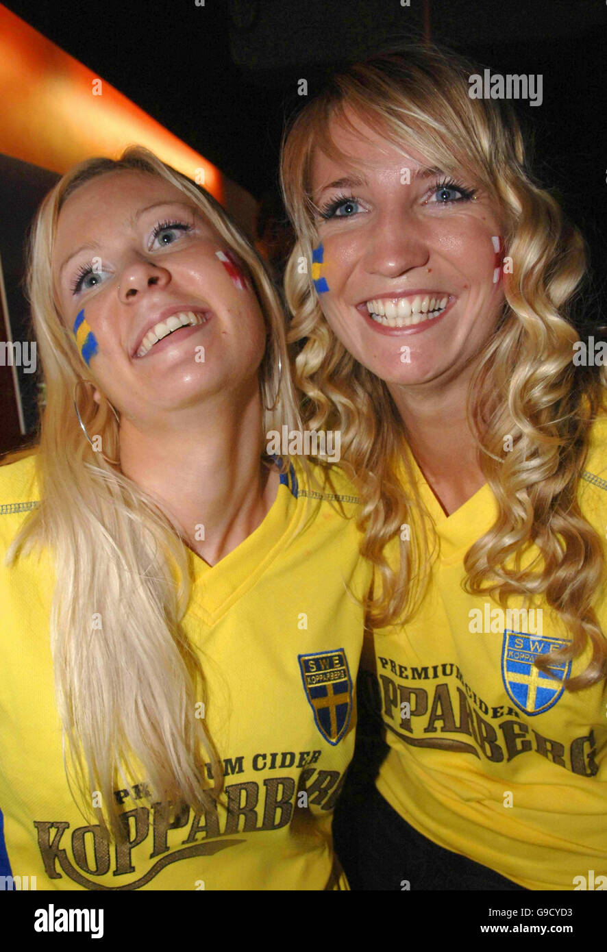 Swedish fans watch the FIFA World Cup Group B game between England and ...