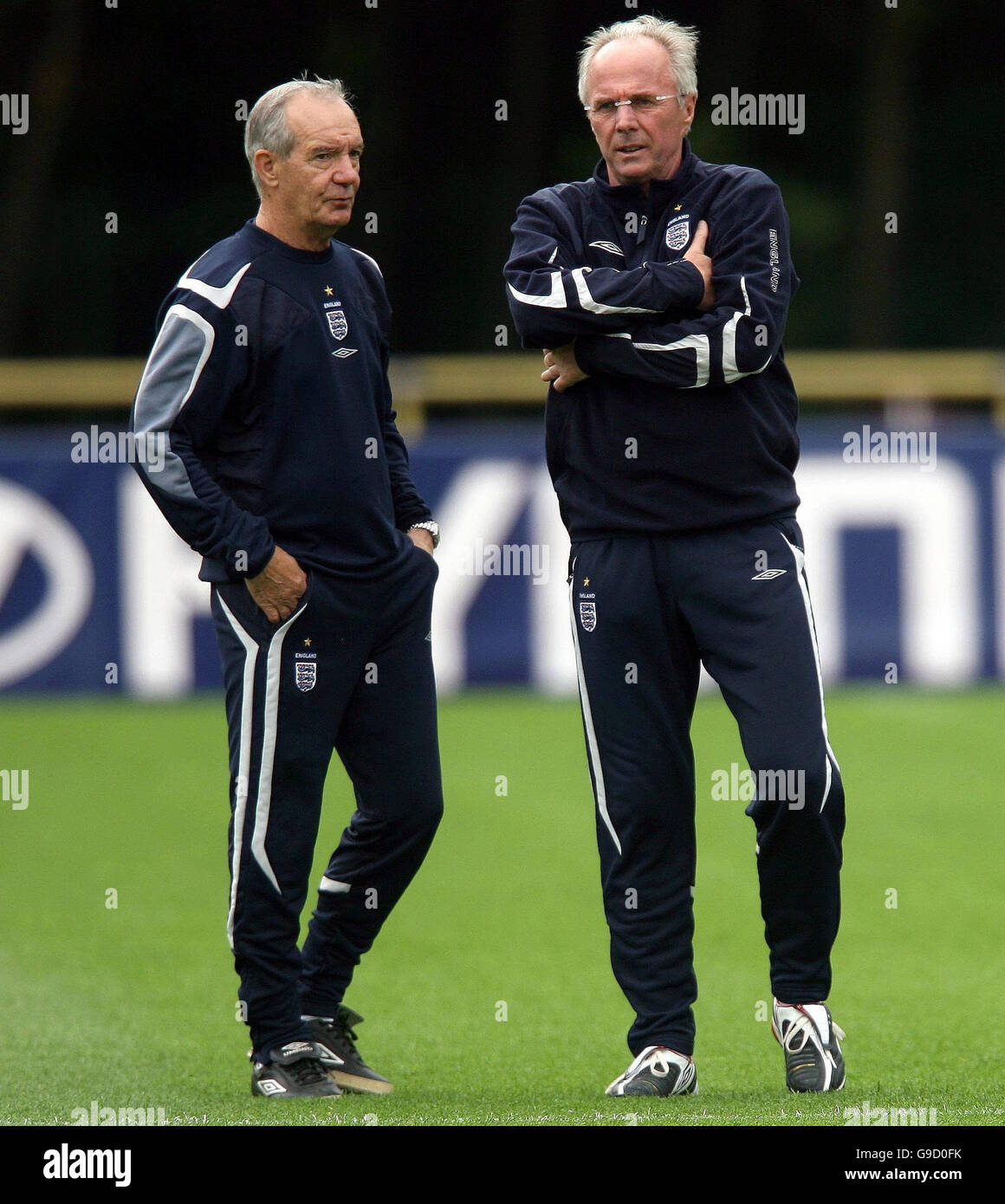 England's coach Sven-Goran Eriksson (right) and assistant Tord Grip ...
