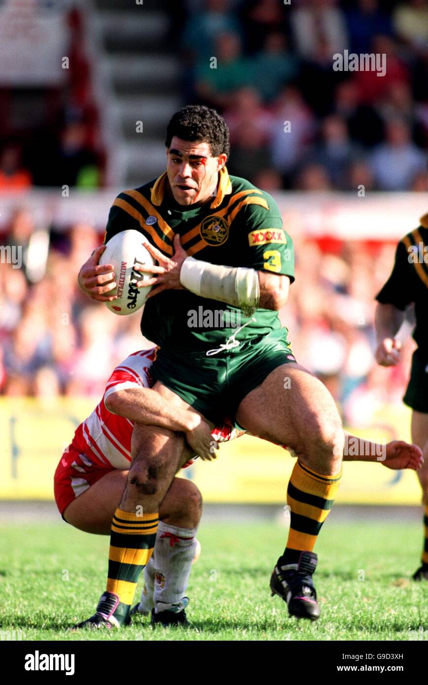 Mal meninga australia r tries break through tackle hi-res stock ...