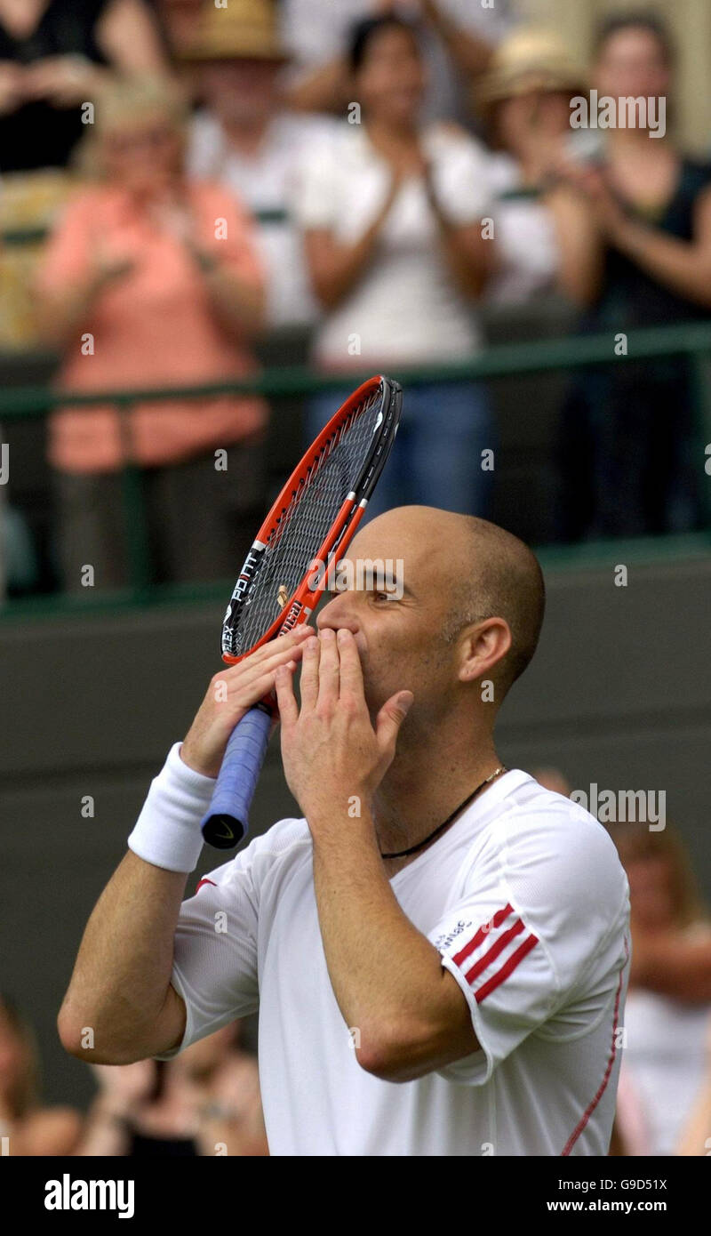USA's Andre Agassi blows a kiss after his win against Italy's Andreas ...