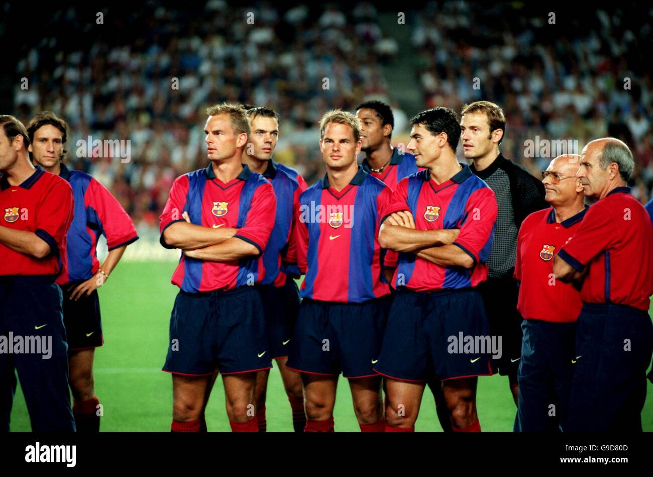 Barcelona players and coaching staff line up for a team photo Stock ...
