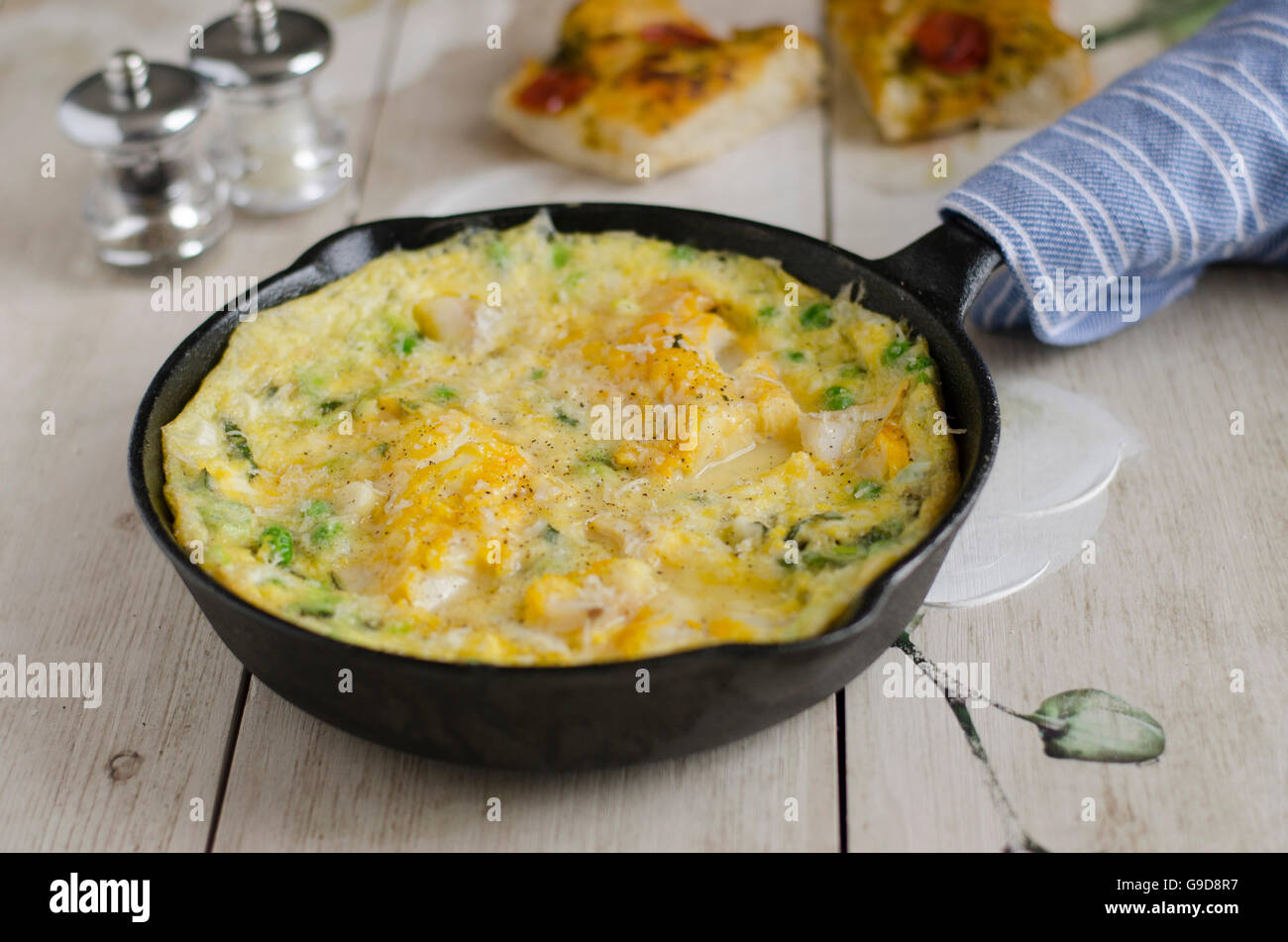 Frittata with focaccia bread Stock Photo - Alamy