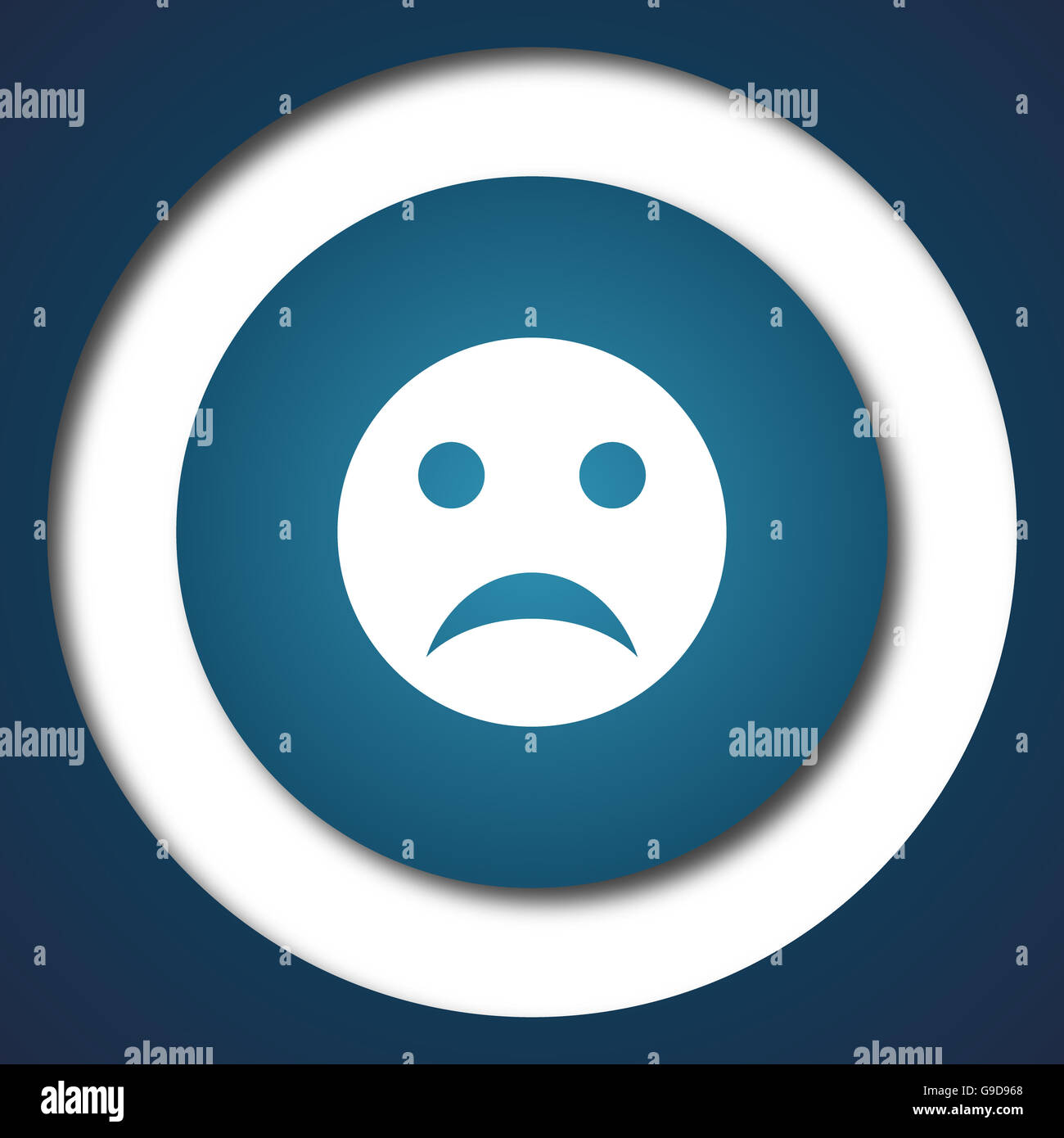 Sad smiley icon. Internet button on white background Stock Photo - Alamy