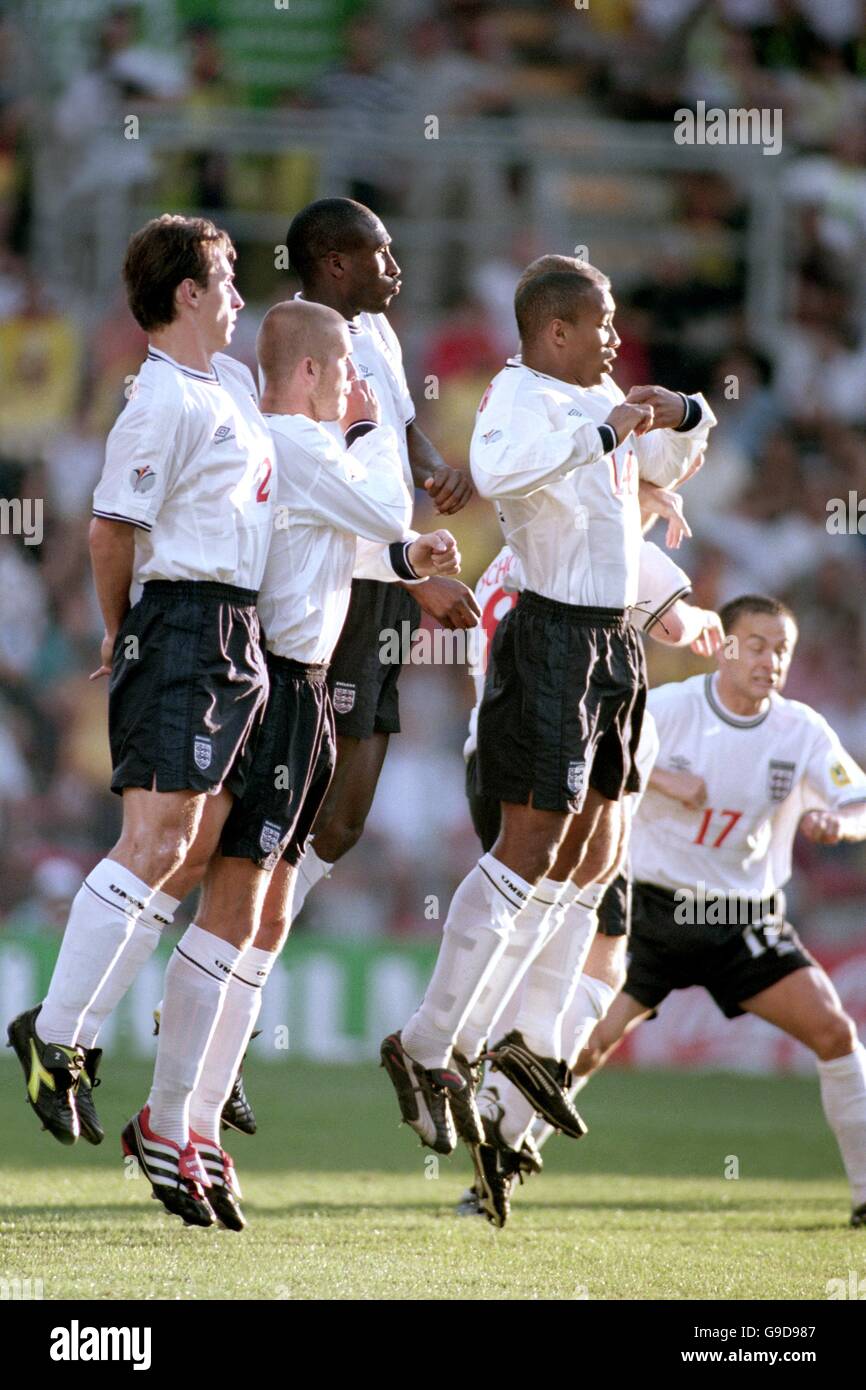Soccer - Euro 2000 - Group A - England v Romania. The England wall rise ...