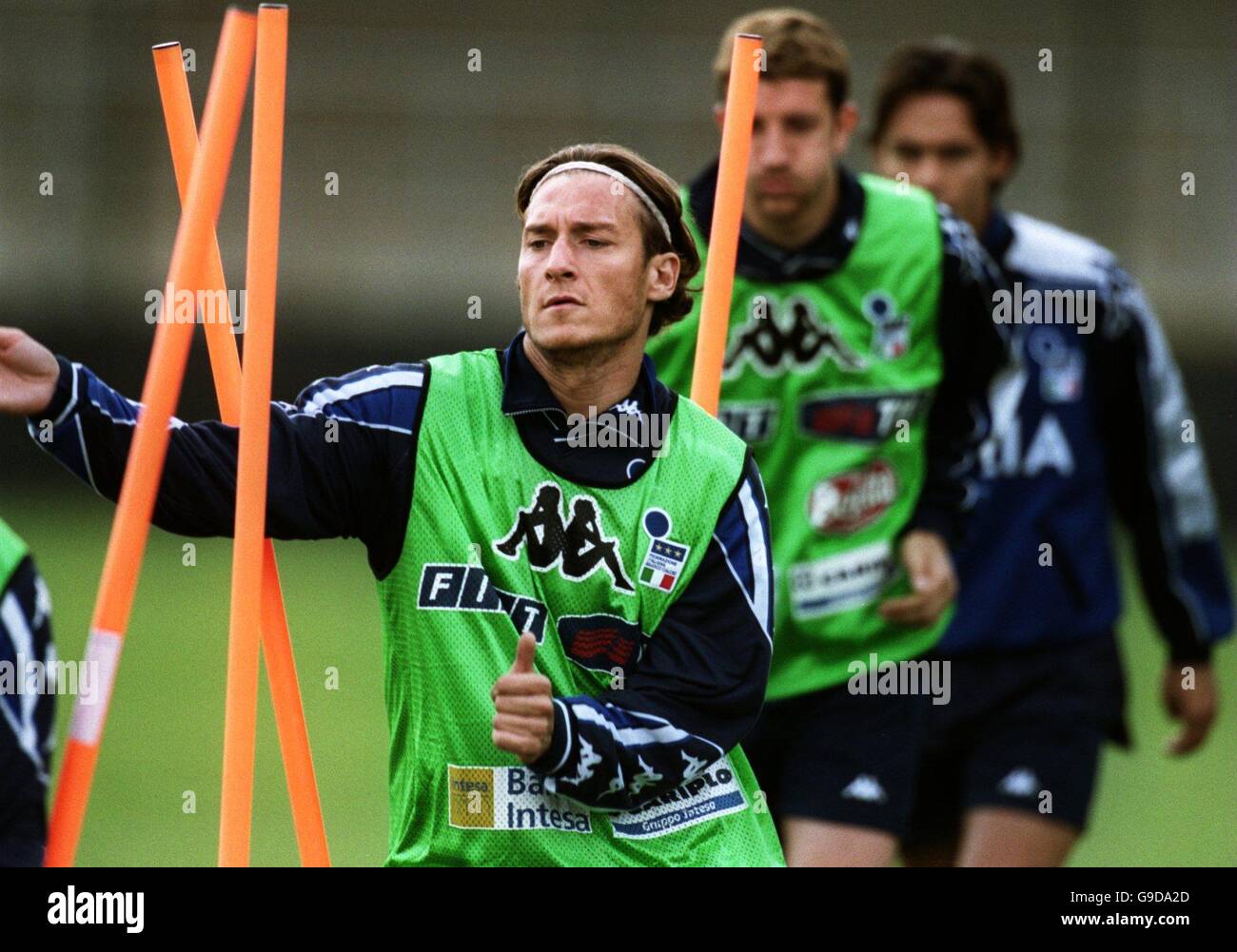 Soccer - Euro 2000 - Italy Training. Italy's Francesco Totti dodges his ...