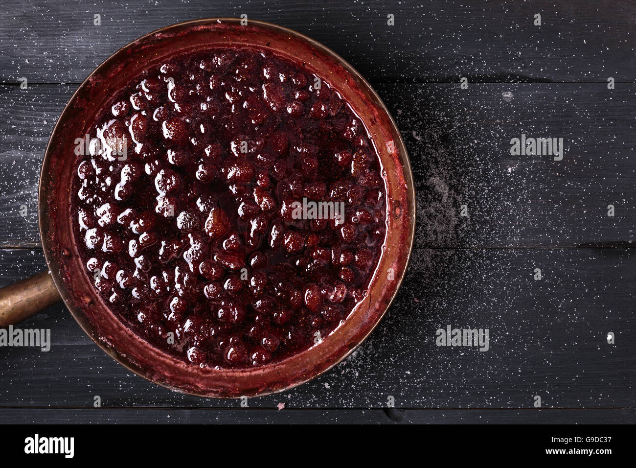 Strawberry Jam preparation. The jam is ready. Syrup. Selective focus ...