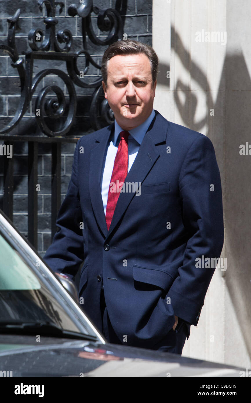 Prime Minister David Cameron leaves 10 Downing Street in London moments ...