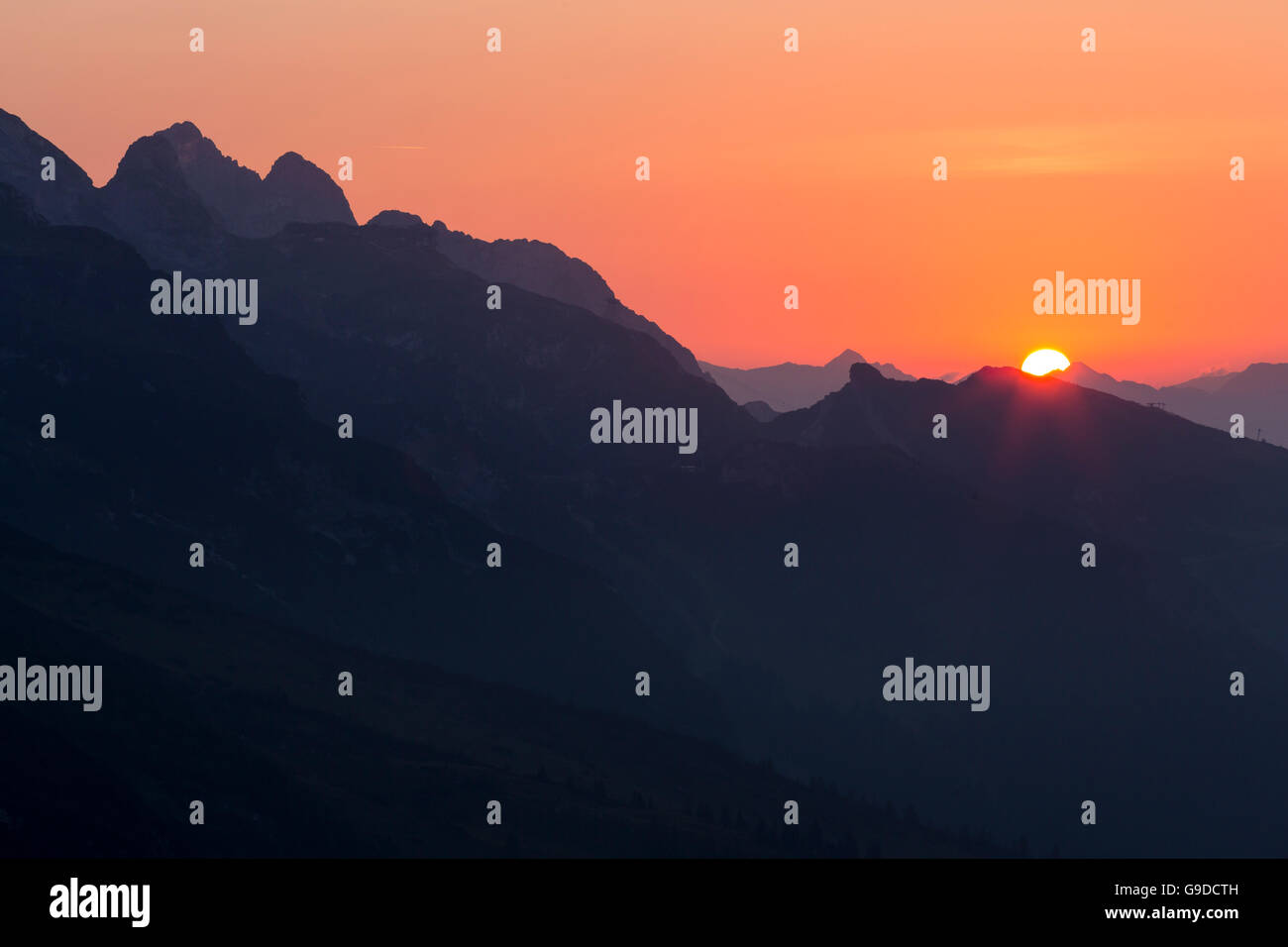 Sunset at Zugspitze, View from Schachen Pavilion over Hochblassen and ...