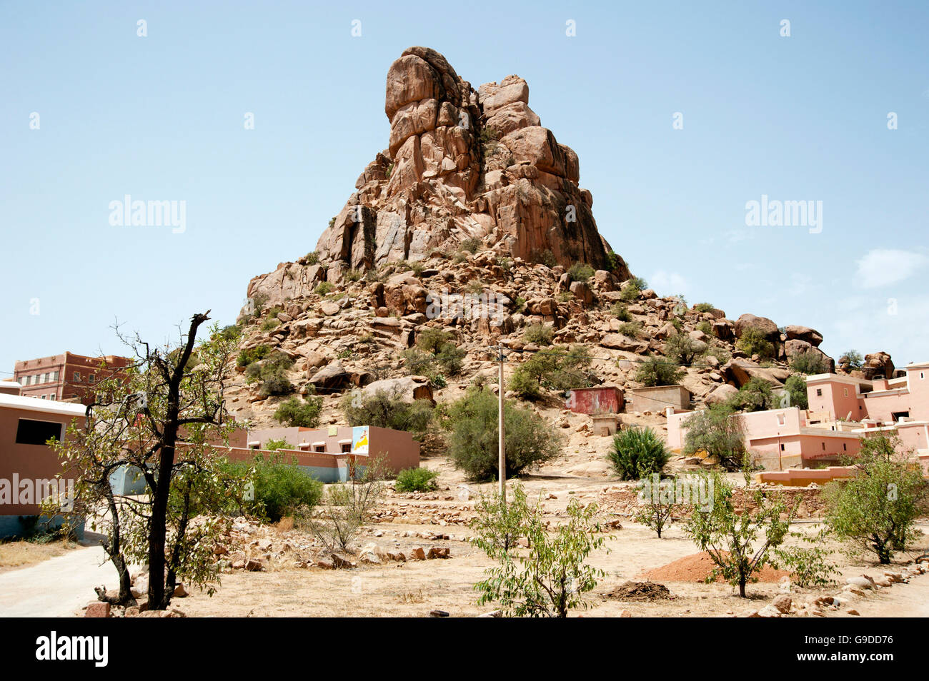 Buildings and granite rocks in Tafraout, Tafrawt, Anti-Atlas mountain ...