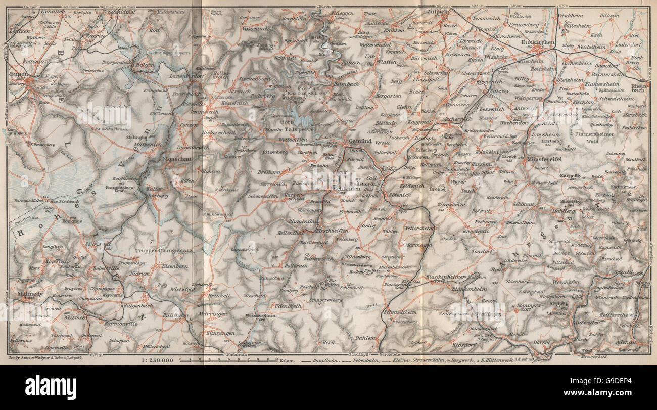 NORDEIFEL NORTH EIFEL. Urfttalsperre Gemünd Zulpich Euskirchen karte ...