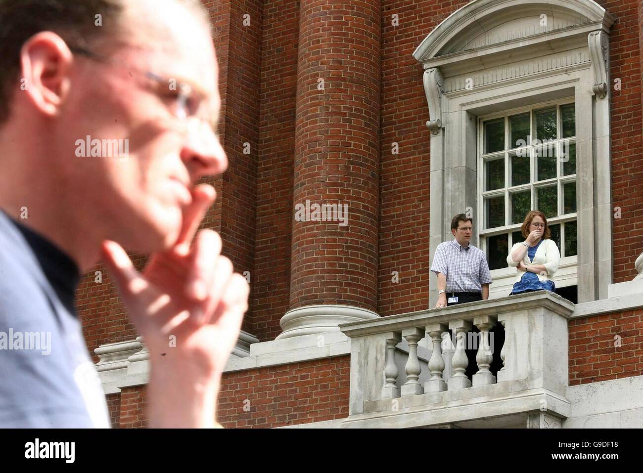 Workers at the BMA stand on a balcony in Tavistock Square, as Londoners ...