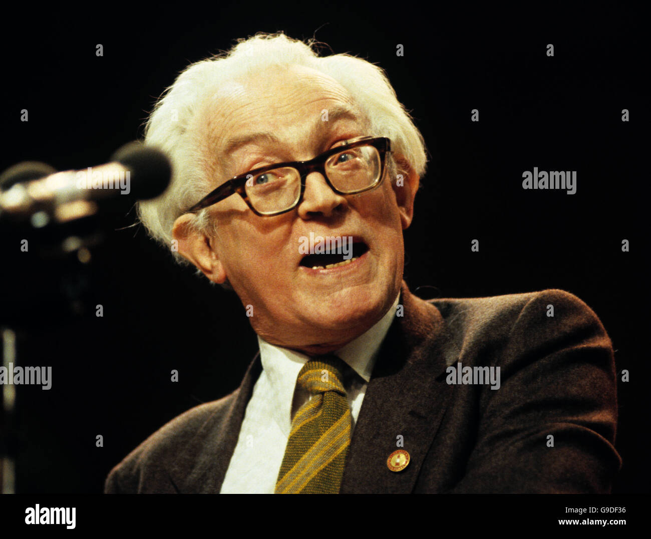 Labour leader Michael Foot speaking at the Labour Party Conference at ...