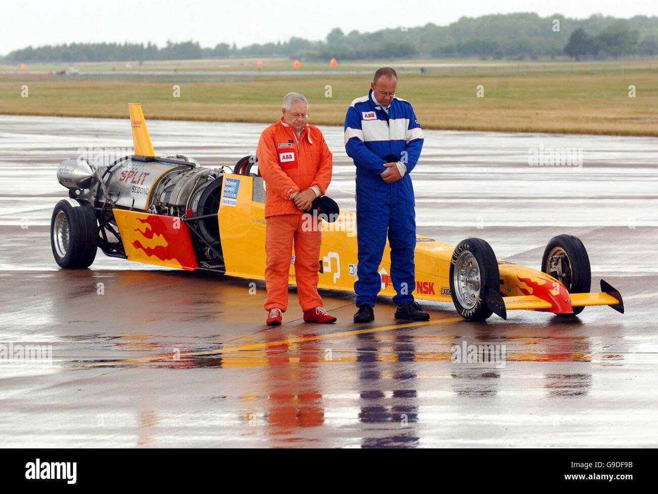 Drivers Colin Fallows (left) and Mark Newby stand alongside car Split ...