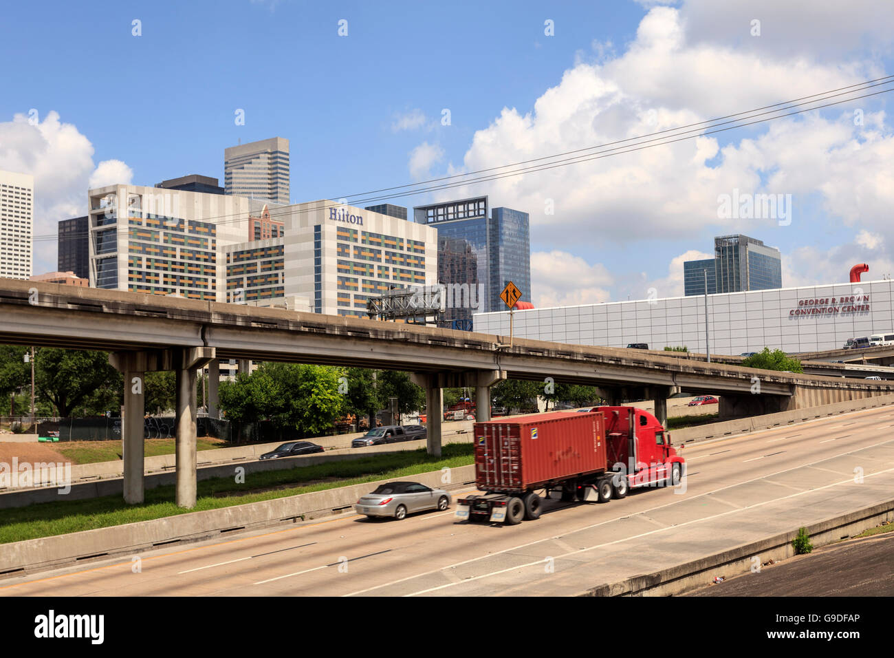 Highway and Houston downtown, Texas Stock Photo - Alamy