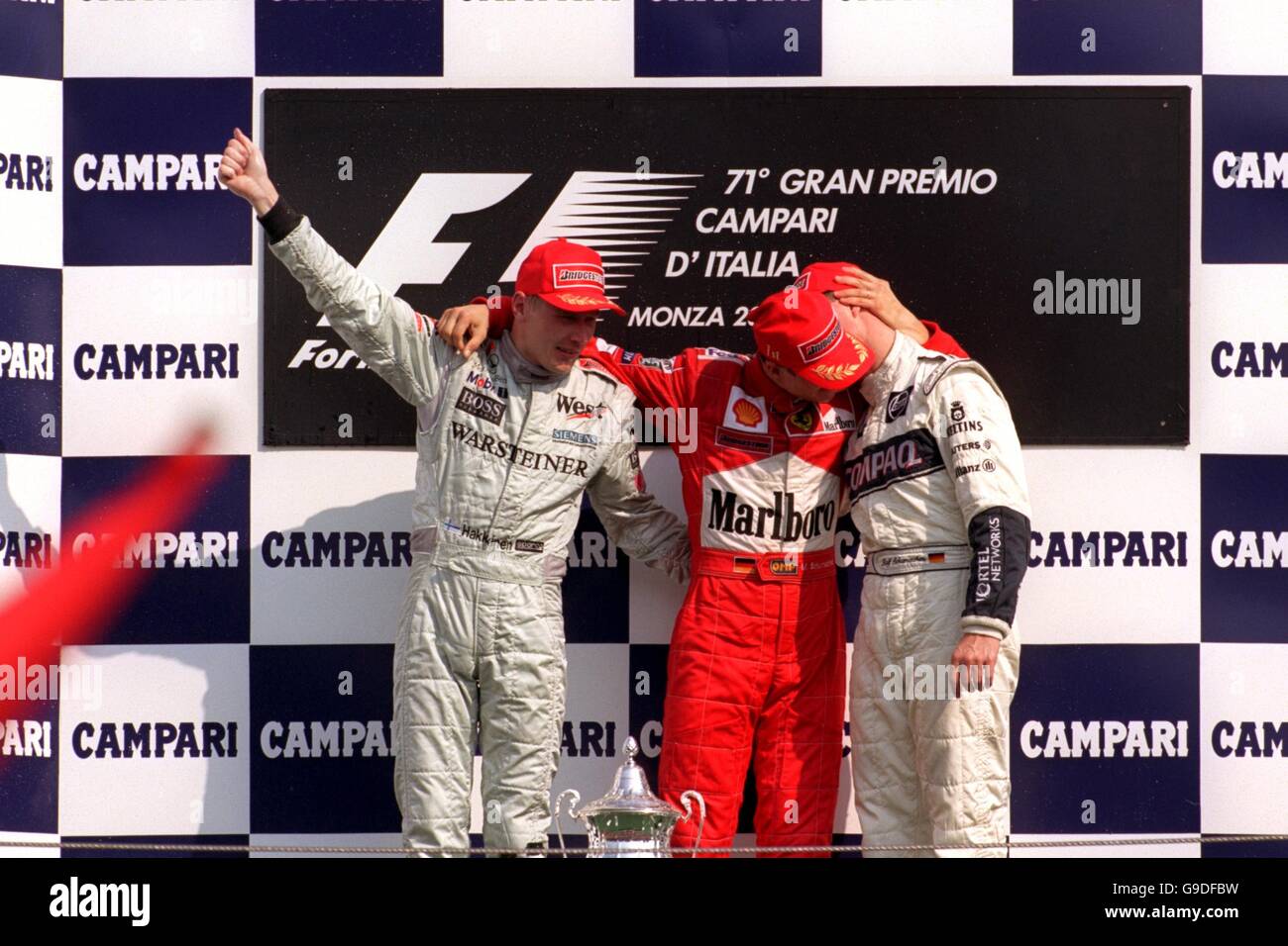 Celebration podium hugging f1 hi-res stock photography and images - Alamy