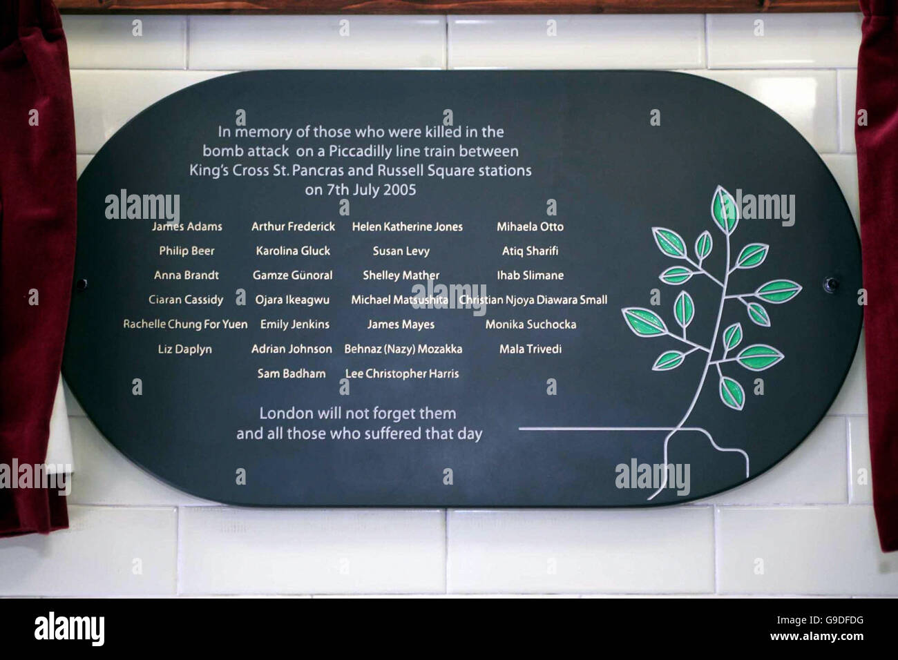 The Remembrance Plaque after being unveiled at Russell Square Station ...