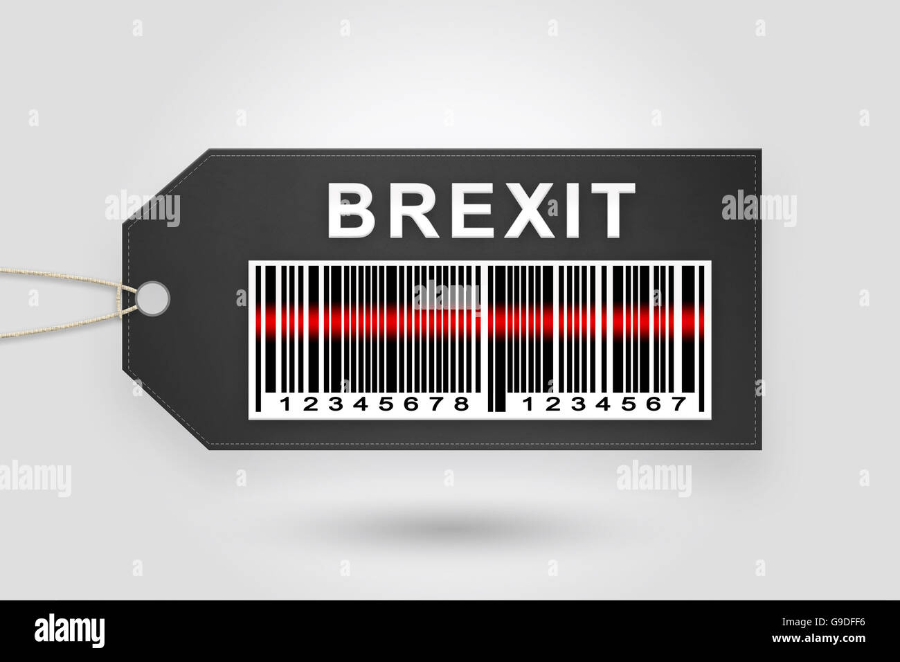 brexit or british exit price tag with barcode and grey radial gradient ...