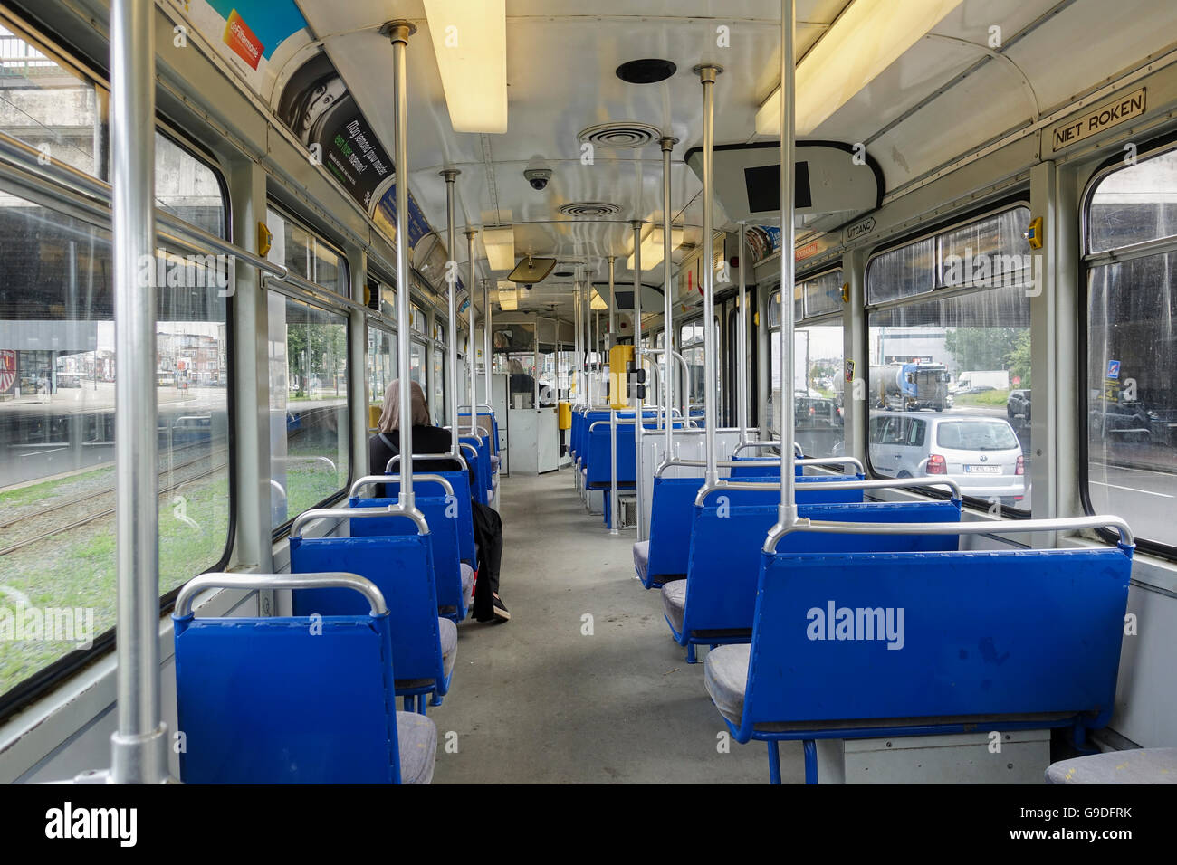 Antwerp PCC Tramcar Interior -1 Stock Photo - Alamy