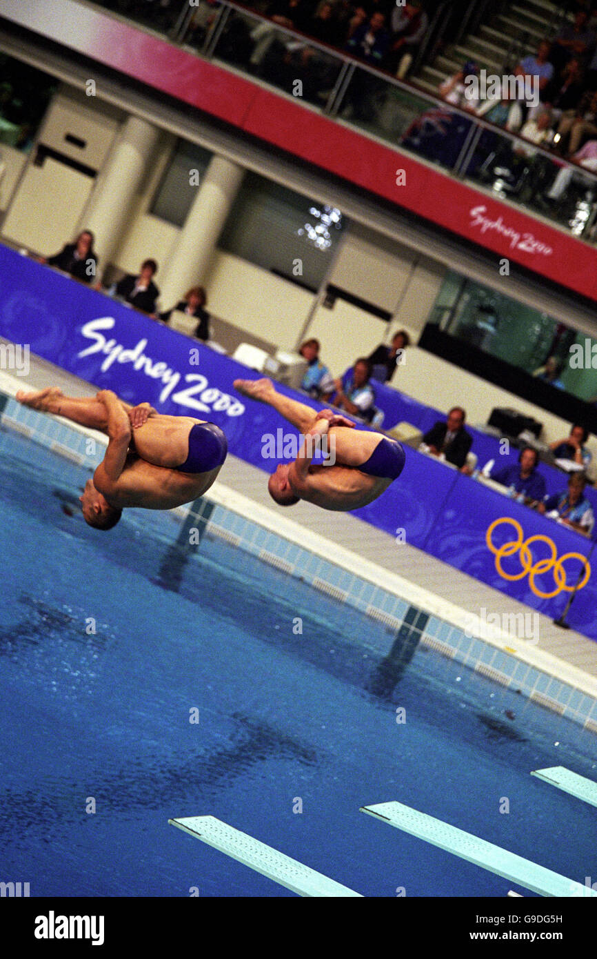 Great Britain's Tony Ally and Mark Shipman make their dive Stock Photo ...