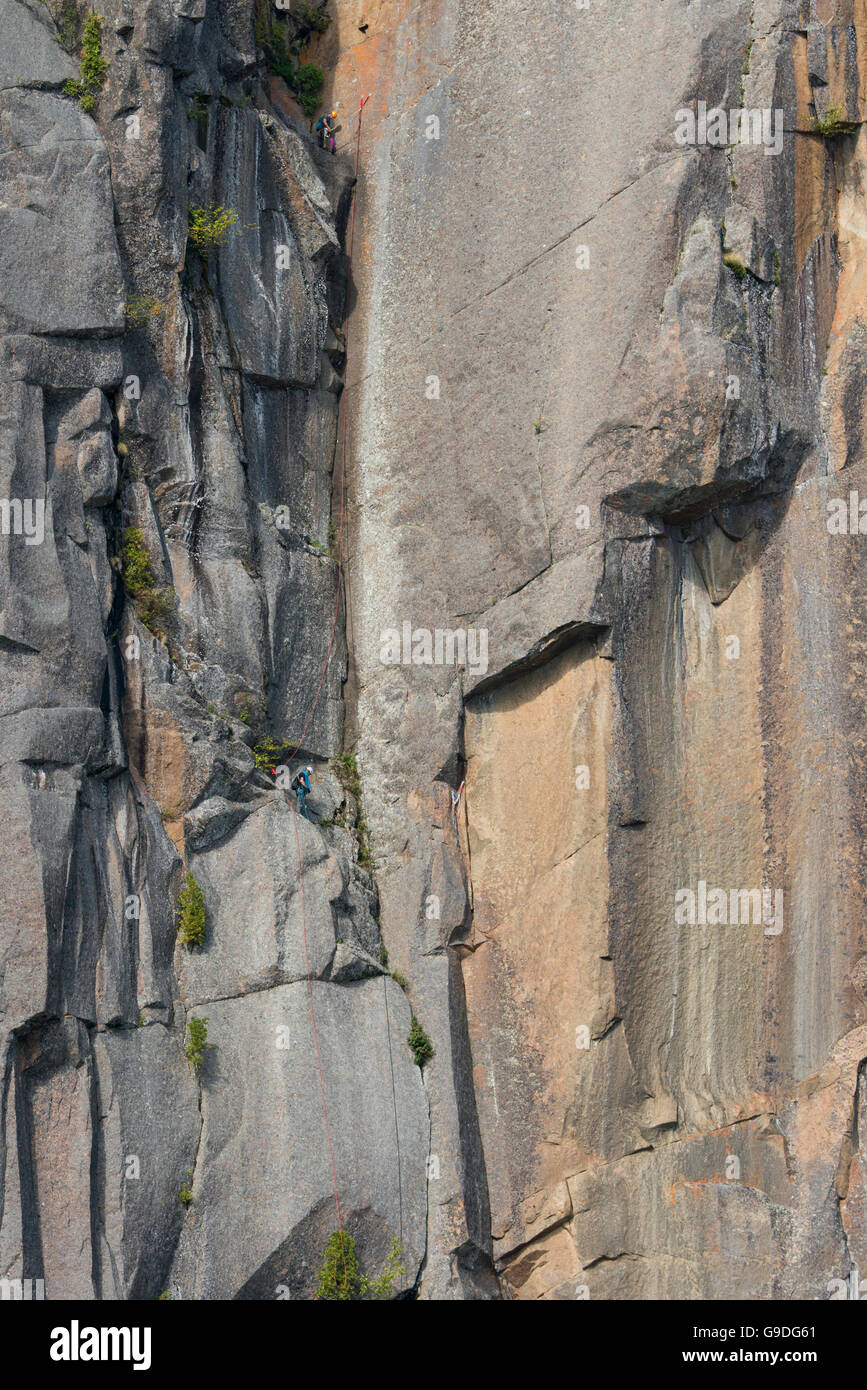 Canada, Quebec, Saguenay. Saguenay Fjord National Park. Rock climbers ...