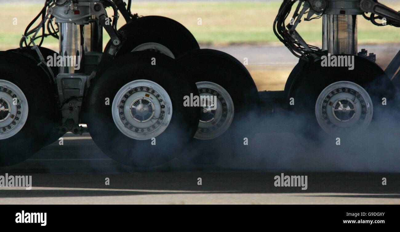 The wheels of the worlds largest passenger plane torches down after ...