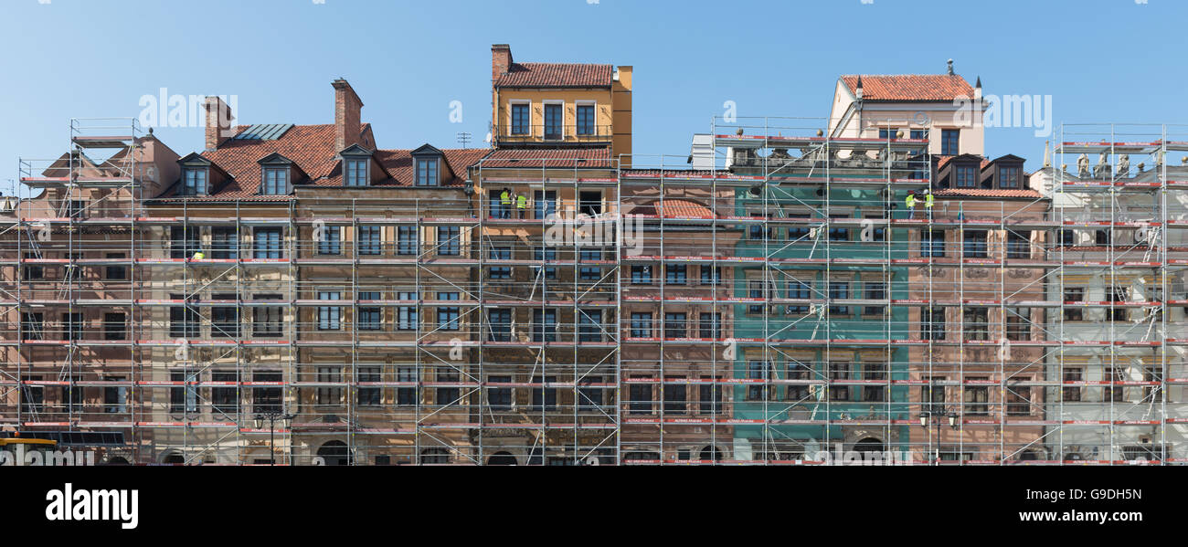 Facade of Old town buildings getting restored Stock Photo - Alamy