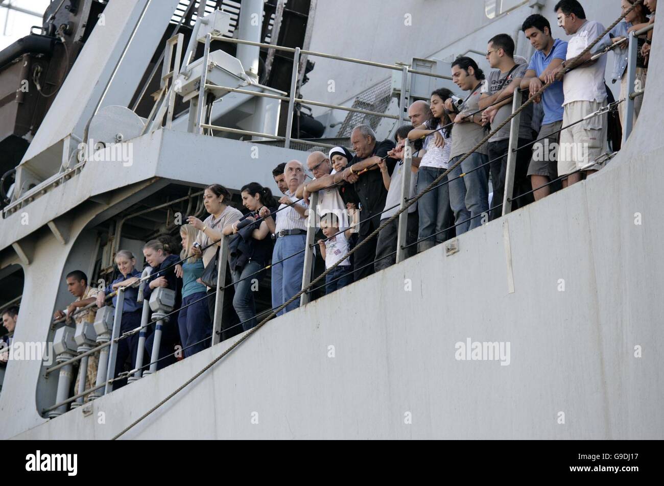 Britons evacuated from Beirut, Lebanon, aboard Royal Navy assault ship ...