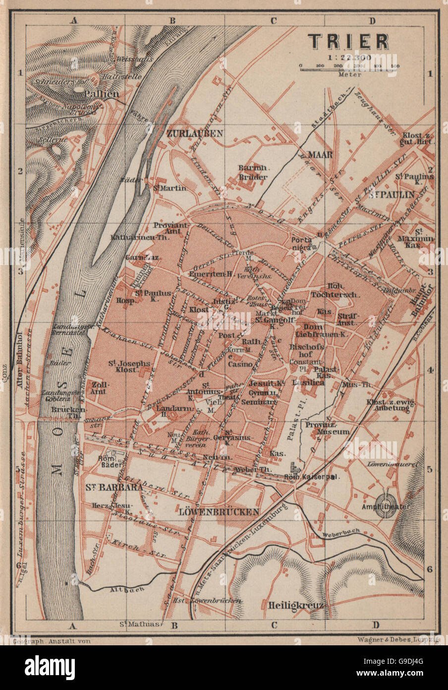 TRIER town city stadtplan. Rhineland-Palatinate. Trèves Treves karte ...