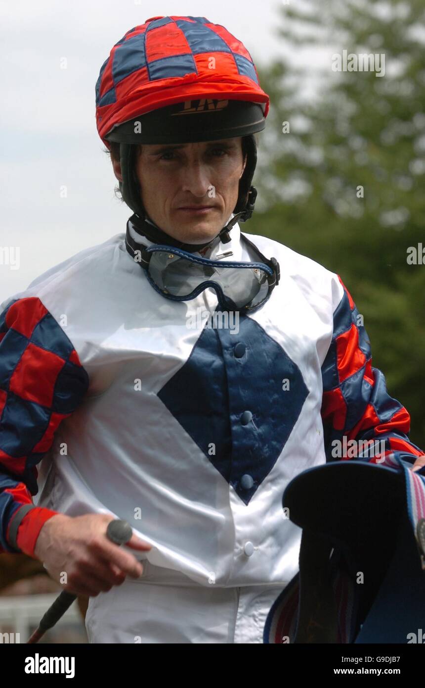 Jockey robert fitzpatrick at beverley racecourse hi-res stock ...