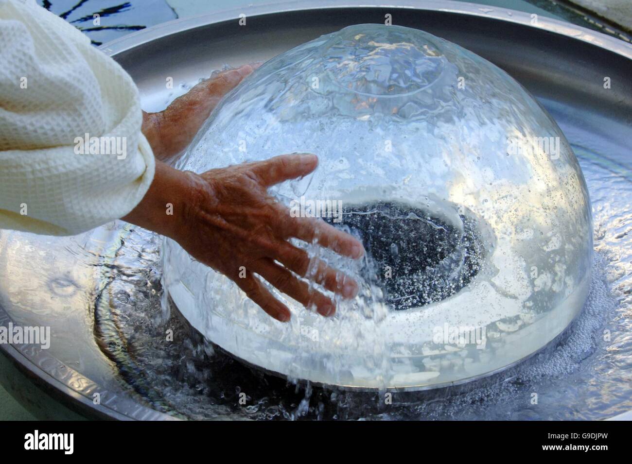 Hot spring water rising in the Cross Bath at the Thermae Bath Spa in ...