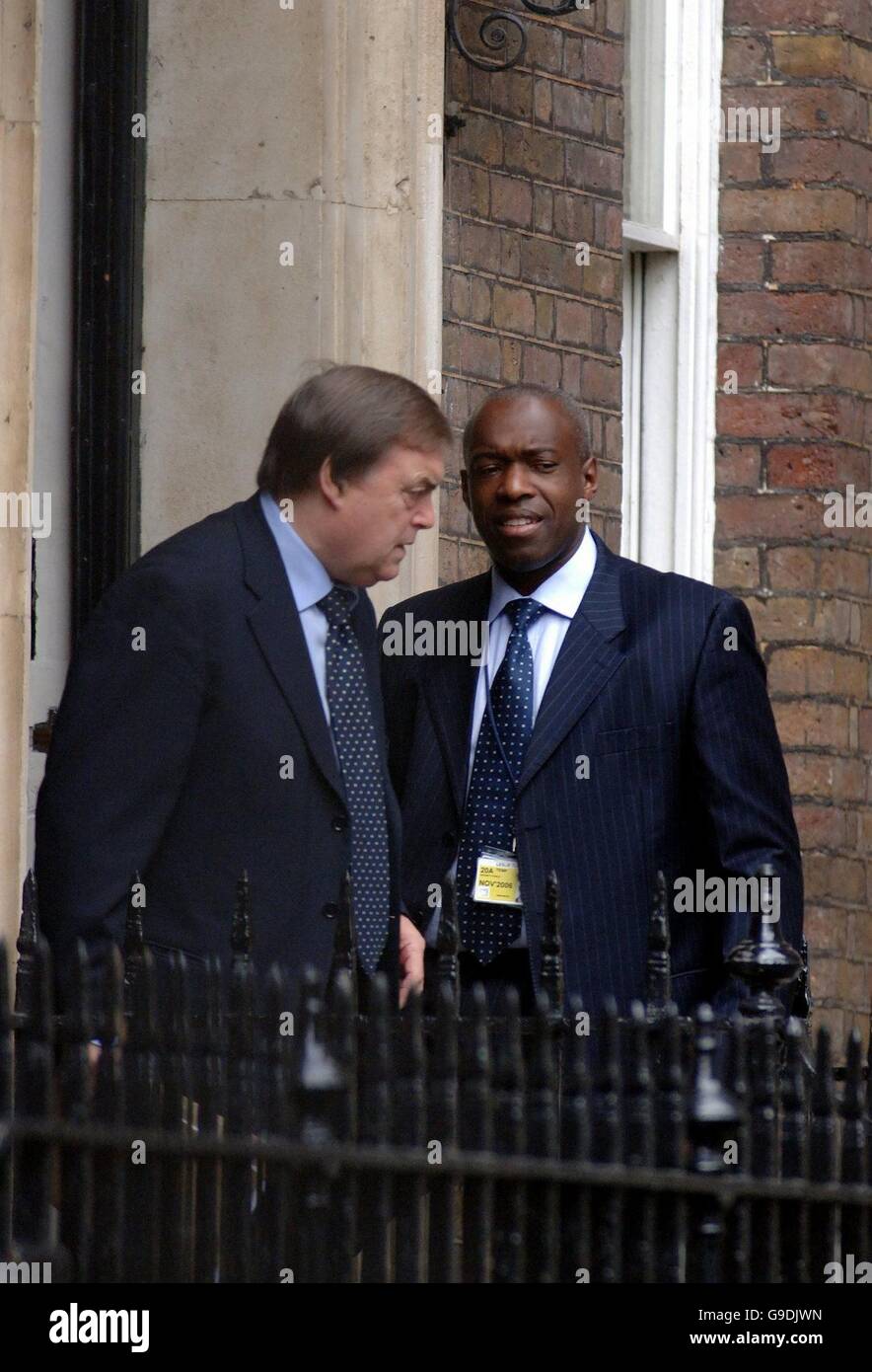 John Prescott leaves Admiralty House on Whitehall in Central London ...