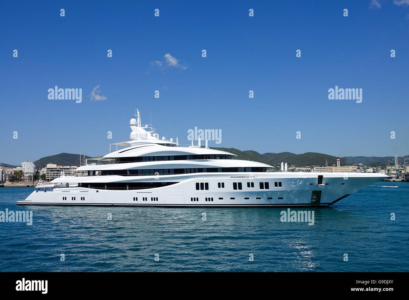 Lady Lara a super yacht in Ibiza Old Town harbour Stock Photo - Alamy