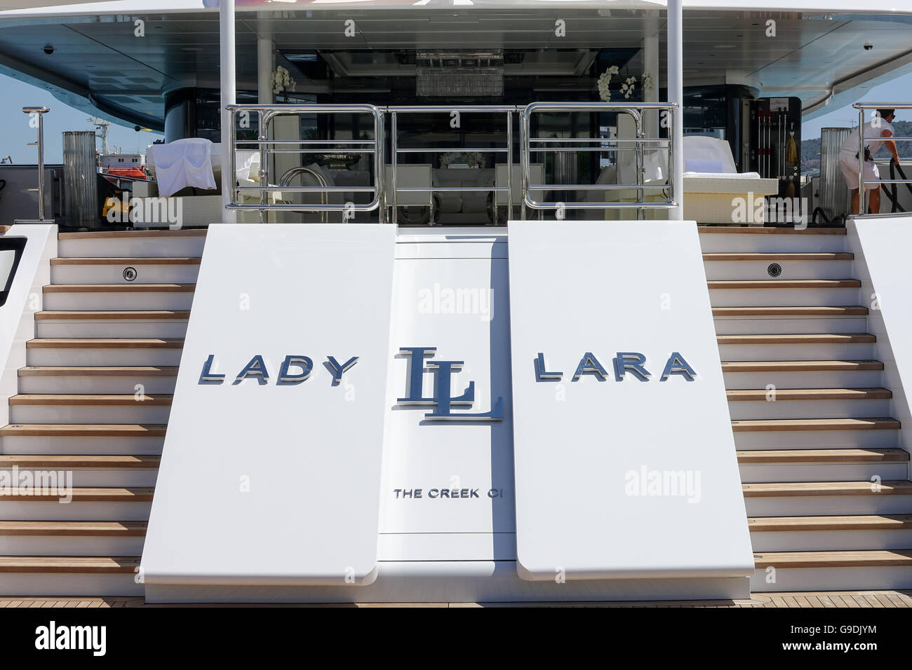 Lady Lara a super yacht in Ibiza Old Town harbour Stock Photo - Alamy
