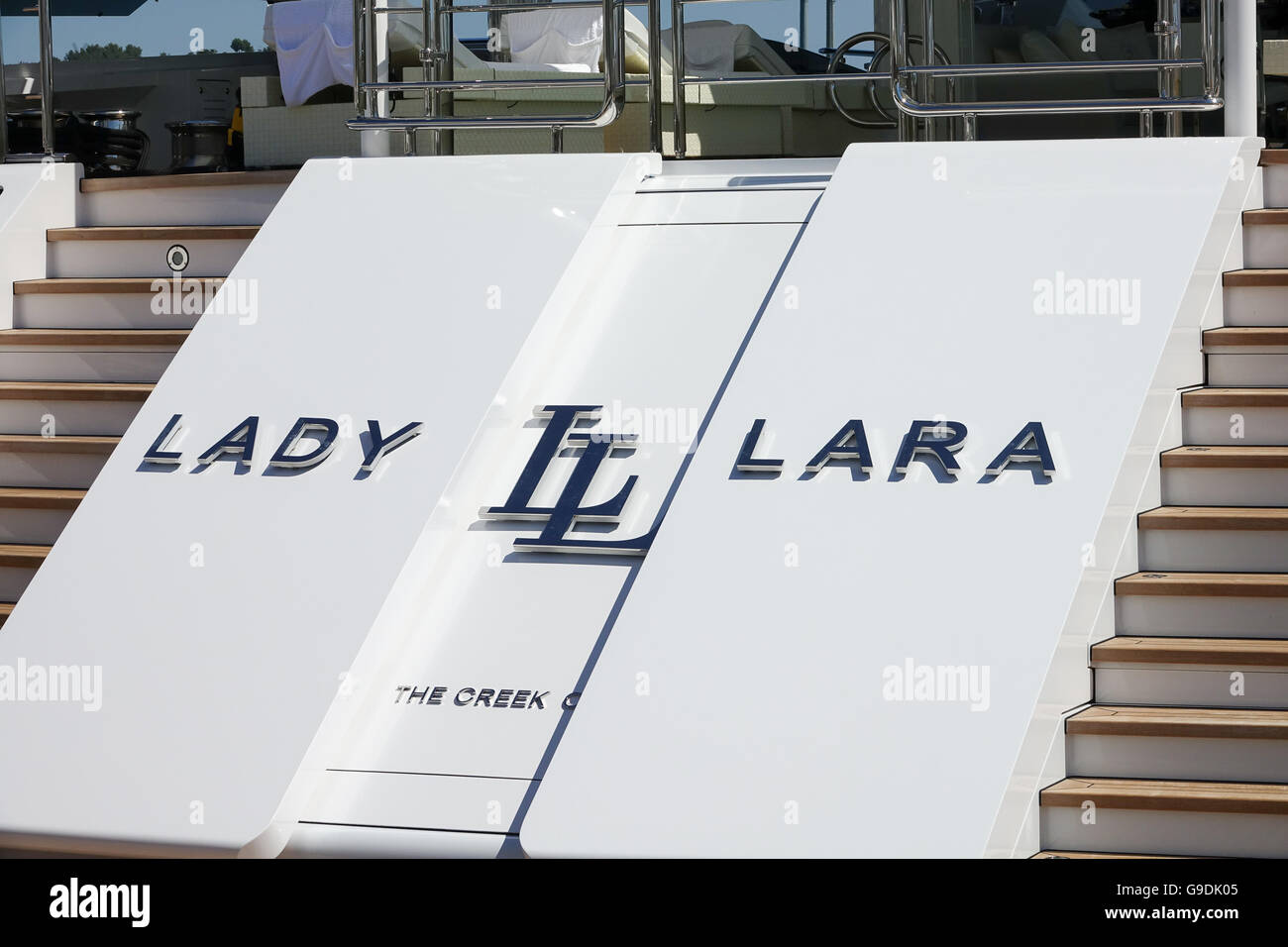 Lady Lara a super yacht in Ibiza Old Town harbour Stock Photo - Alamy