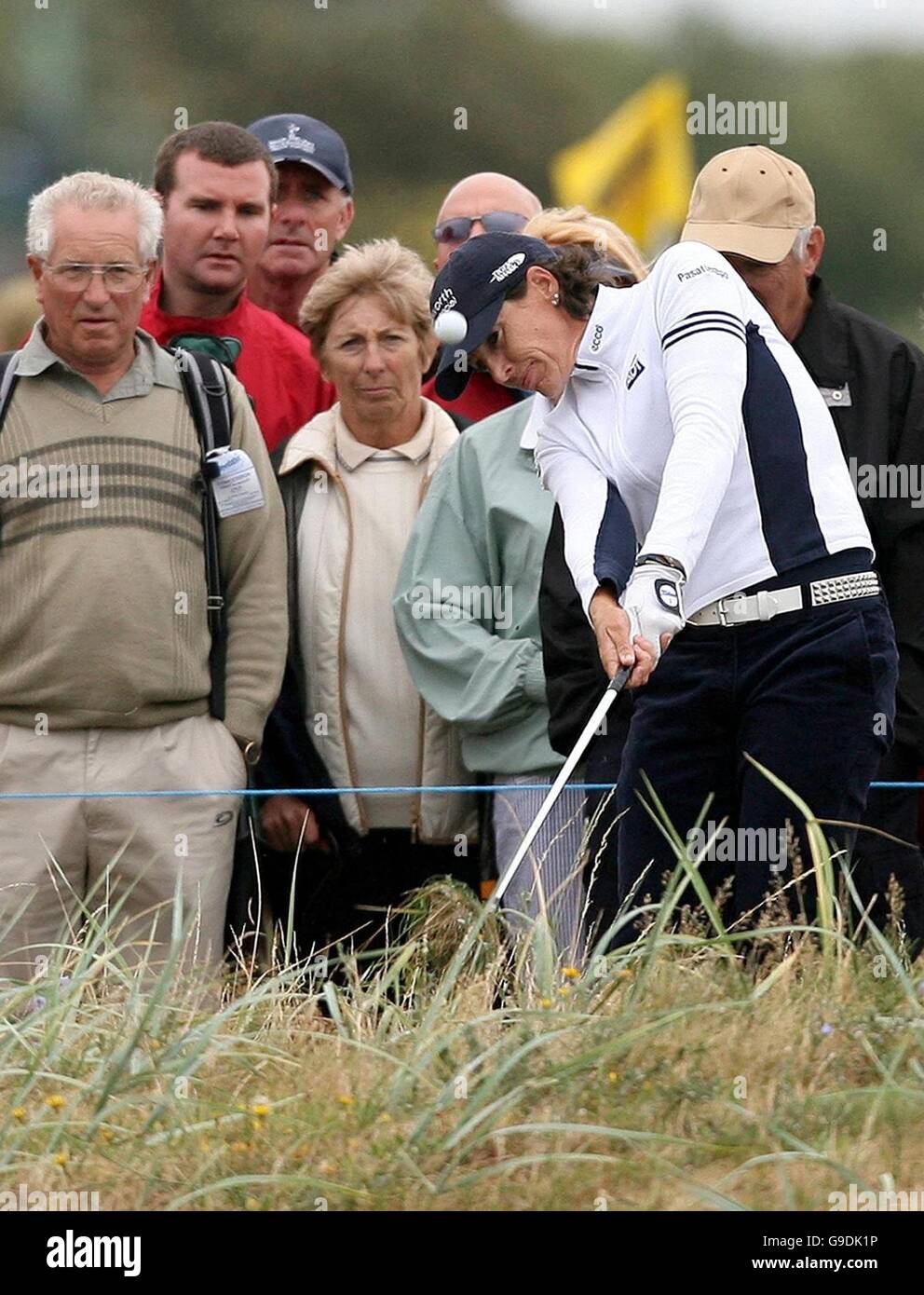 USA's Juli Inkster plays out of the rough on the 15th hole during the ...