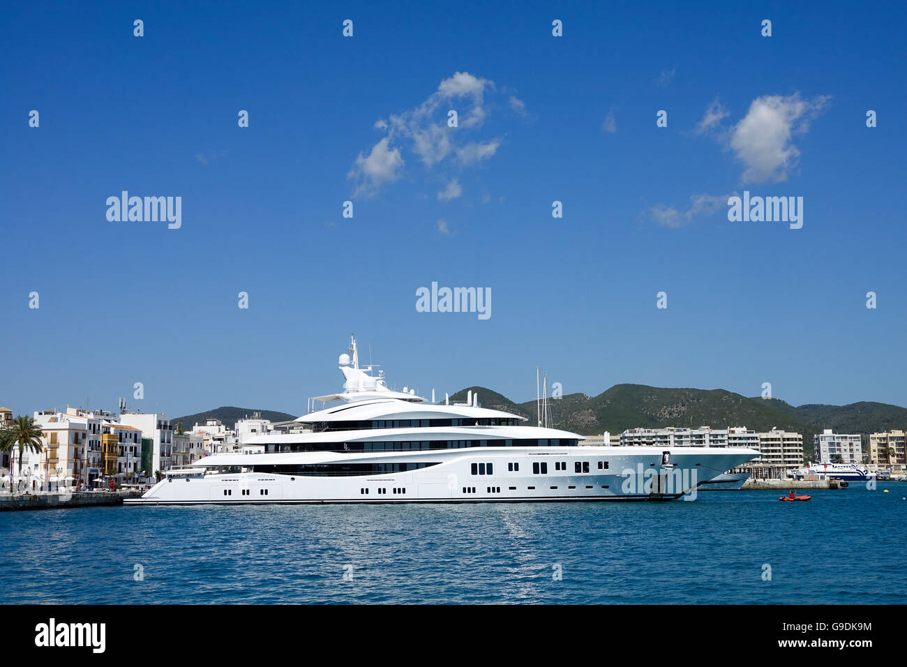 Lady Lara a super yacht in Ibiza Old Town harbour Stock Photo - Alamy