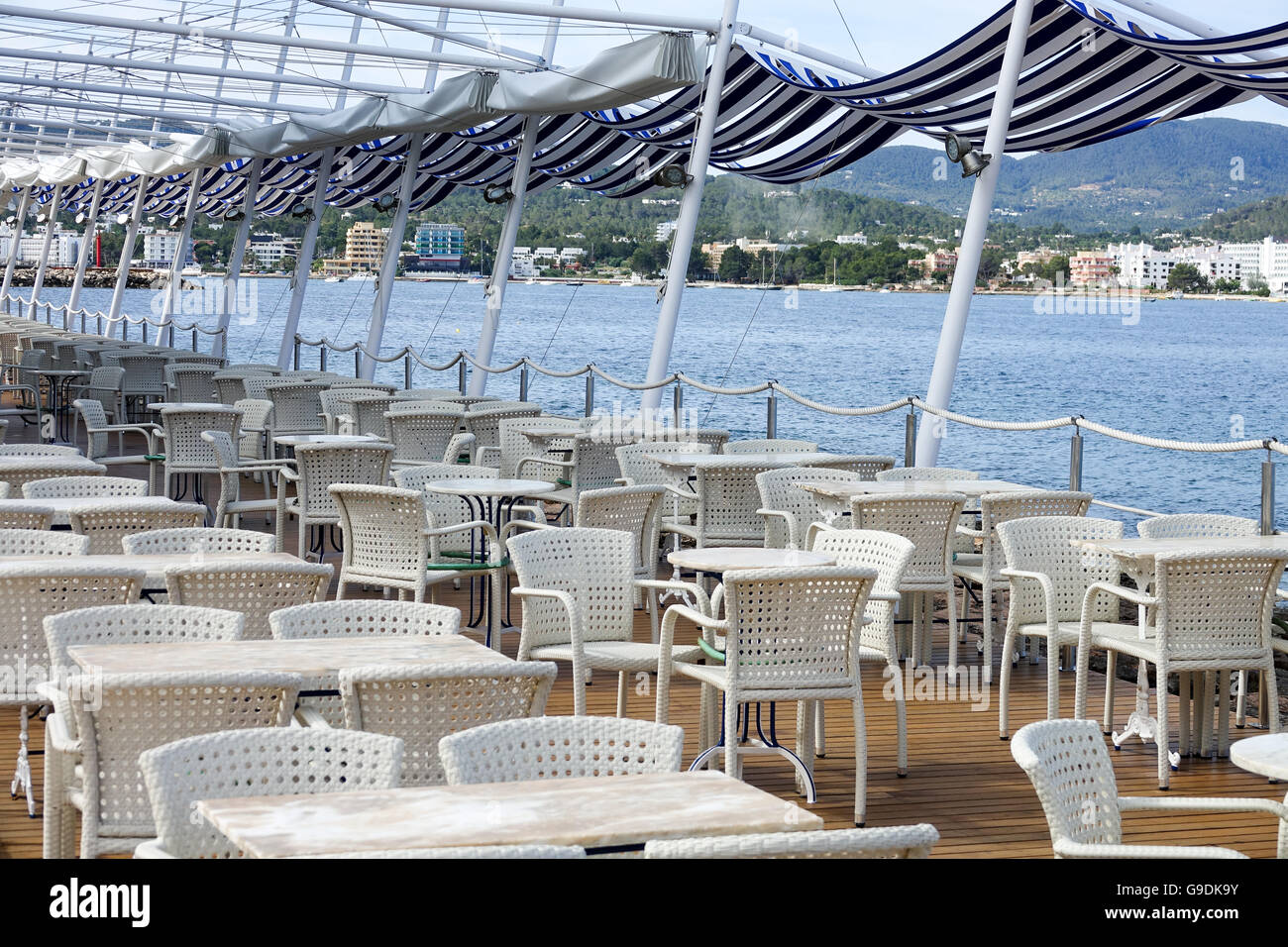 Empty bar cafe in San Antonio Ibiza Spain beach resort Stock Photo - Alamy