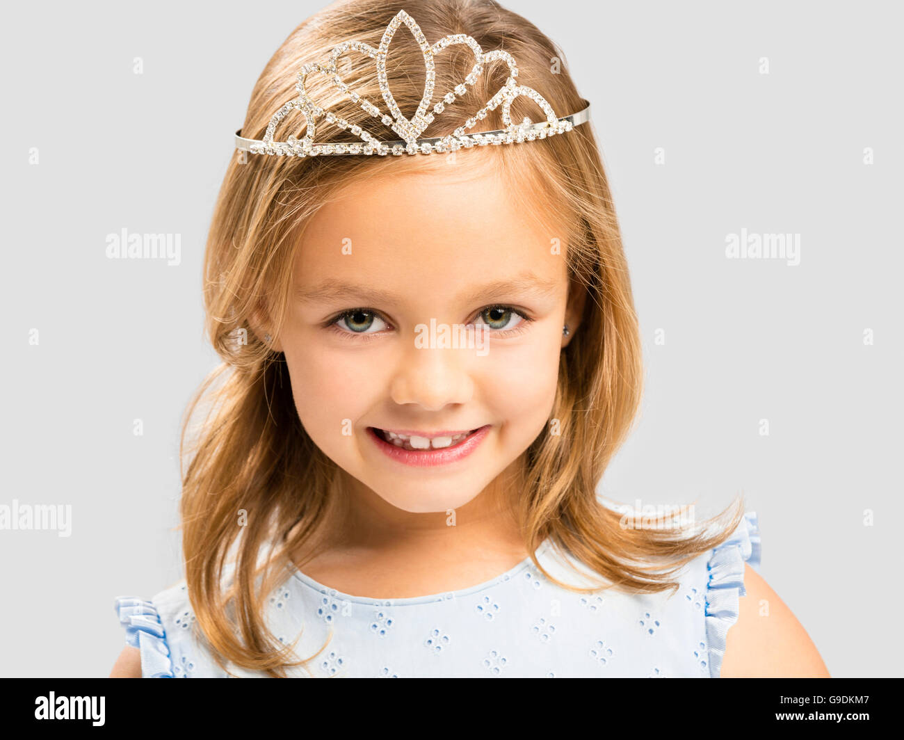 Portrait of a cute happy little girl wearing a princess crown Stock ...