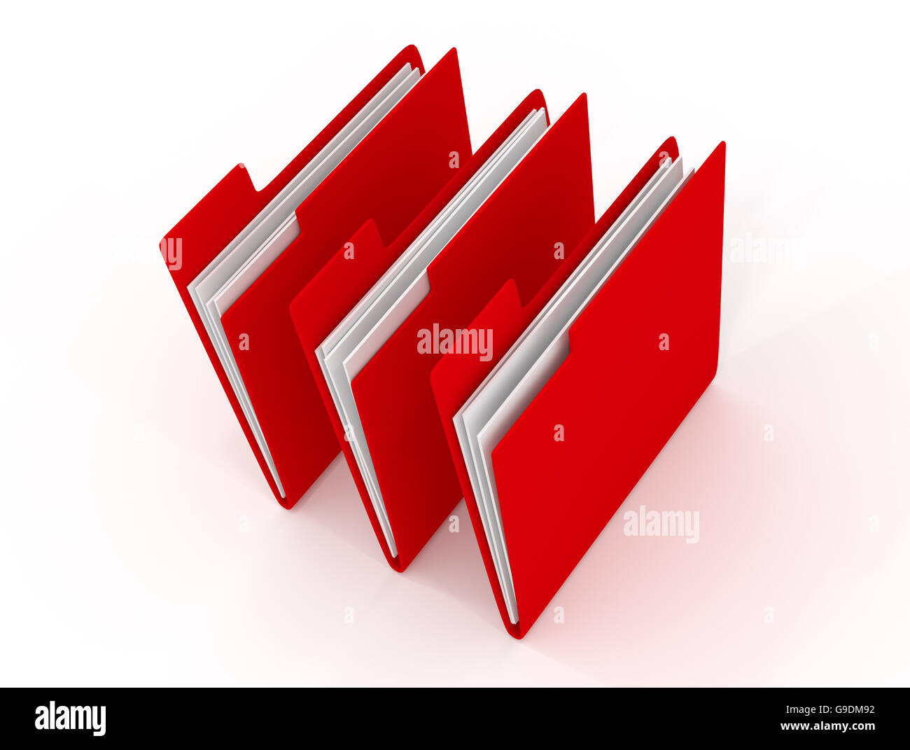Three red folder on a white background, 3d rendering Stock Photo - Alamy