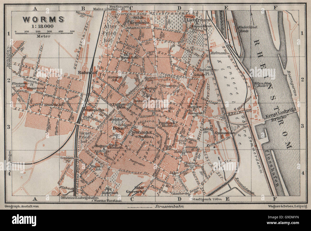 WORMS town city stadtplan. Rhineland-Palatinate, Deutschland karte ...